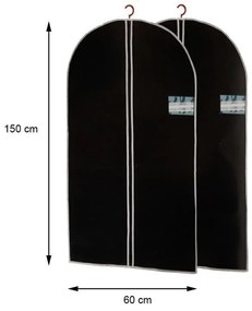 Sada 2 obalů na oblečení 60x150 cm černý