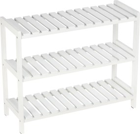 HOMCOM Dřevěná Botník 3-patrový Regál na Boty pro 9 Párů do Předsíně 70x26x57.5 cm Bílý