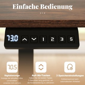 Costway Výškově nastavitelný stůl s háčky Elektrický stojící Rustikálně