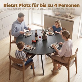 HOMCOM kulatý jídelní stůl pro 4, Ø120 cm, industriální styl s ocelovými X-nohami, pro jídelnu, kuchyni nebo domácí kancelář, černý