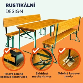 Pivní set PRAKTIK s opěradly, 170cm, hnědá Jurhan