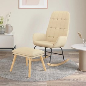 Houpací křeslo s podnožkou krémové textil 3097706