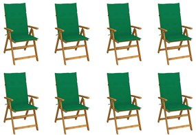 Skládací židle s polštáři, 8 ks, masivní akáciové dřevo 3075059