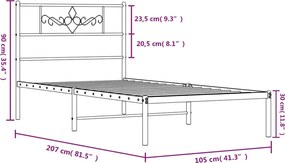 vidaXL Kovový rám postele s čelem 100 x 200 cm [355311] Barva: Černá