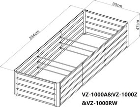 Vyvýšený zahradní záhon BestBerg VZ-1000RW / 1000 l / 240 x 90 x 47 cm / dekor dřeva