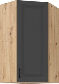 STILO gr | horní skříňka 60x60 GN-108 1F (45°) rohová s policemi | EXTRA VYSOKÁ | UNI dvířka | artisan/grafit