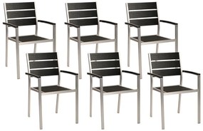Sada 6 jídelních židlí černé/stříbrné VERNIO Beliani