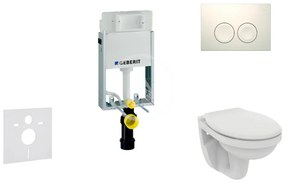 Geberit - Set předstěnové instalace, klozetu a sedátka Ideal Standard Quarzo, tlačítka Delta21, alpská bílá