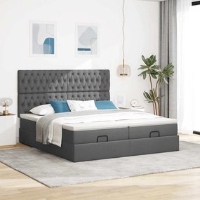Osmanský rám postele s matrací tmavě šedá 180x200cm textil 3314563