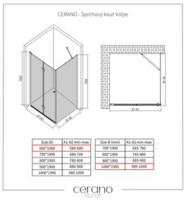 CERANO - Sprchový kout Volpe L/P - chrom, transparentní sklo - 60x100 cm - skládací