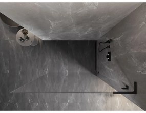 Mexen, Mexen Lunar L sprchová stěna pravá 90 x 200 cm, průhledná 8 mm, černá - 830L-090-000-70-00-P
