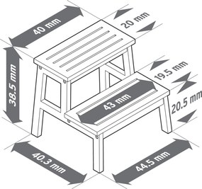 Tchibo - Schůdková stolička z masivního dřeva - barva: hnědá