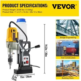 Magnetická vrtačka, 1100 W 4 cm vrtací průměr – VV-MD-UK12