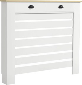HOMCOM Kryt radiátoru, Stěna radiátoru, Horizontální lamelový rošt, se 2 zásuvkami, pro obývací pokoj, ložnici, chodbu, dřevo, 111 x 19 x 95,5 cm, Bí…