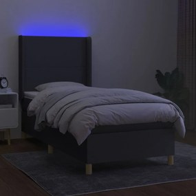 Box spring postel s matrací a LED tmavě šedá 90x190 cm textil 3138678