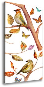 Wallmuralia Vertikální Foto obraz na plátně Ptáci motýli listí 50x100