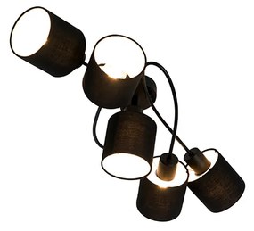 Moderní stropní svítidlo černé 5-světlo - Hetta