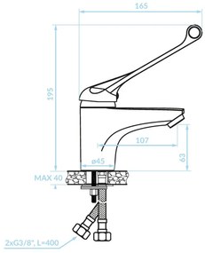 Kuchinox Madera, umyvadlová baterie h-118 s lékařskou pákou, chromová, LAV-BQM_02MD