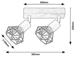 Rabalux 3138 - Bodové svítidlo ZEUS 2xE14/40W/230V dub