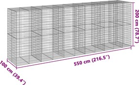 Gabionový koš s víkem 550 x 100 x 200 cm pozinkované železo 3295234