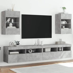 Nástěnné TV skříňky s LED 2 ks betonově šedé 40 x 30 x 60,5 cm
