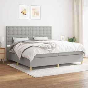 Box spring postel s matrací světle šedá 200 x 200 cm textil 3142681