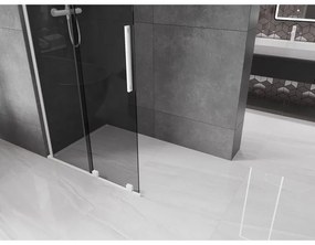 Mexen Velar L, posuvná sprchová zástěna Walk-in 100 x 200 cm, 8mm šedé sklo, bílá matná, 871-100-003-43-20