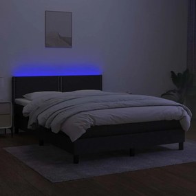 Box spring postel s matrací a LED černá 140x190 cm textil 3133071