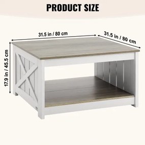 Konferenční stolek 80 cm Farmhouse Čtvercový stolek s otevřeným úložným prostorem