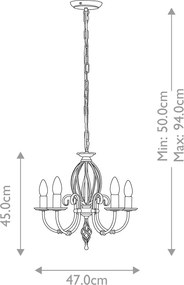 Elstead ARTISAN 5 retro lustr/černá barva/5×E14