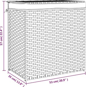 vidaXL Koš na prádlo se 2 sekcemi 53 x 35 x 57 cm polyratan [372035] Barva: tmavě hnědá