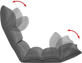 Skládací lenoška na podlahu šedá textil 242397