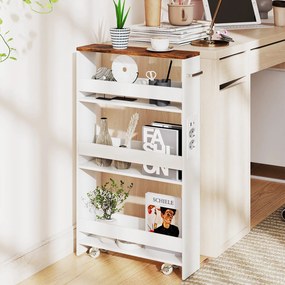 Costway 13 cm tenký úložný vozík s nabíjecí stanicí 4patrový