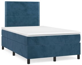 Box spring postel s matrací tmavě modrá 120x190 cm samet