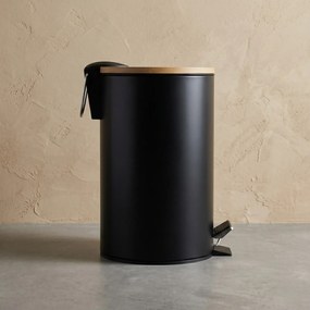 Odpadkový koš do koupelny s bambusem ZETRU, 3 l, černý