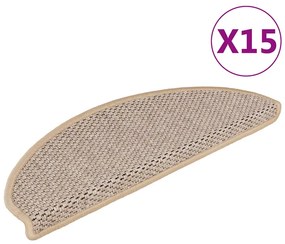 Samolepící nášlapy na schody vzhled sisal 15 ks 65x21x4 cm 326880