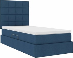 Postel s úložným prostorem a matrací Modrá 90 x 200 cm textil 3371759
