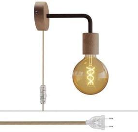 creative cables Spostaluce, nástěnná dřevěná lampa s prodloužením do tvaru l s vypínačem a zástrčkou Barva: Neutrální-rezavá