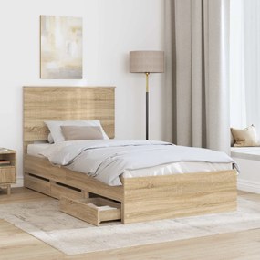 Rám postele s čelo Sonoma dub 100 x 200 cm Inženýrské dřevo 3411147