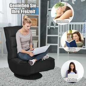 Costway Relaxační křeslo, polohovatelné, skládací křeslo, otočné podlahové