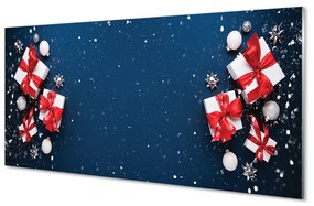 akrylový obraz Dárky cetky sníh 125x50 cm