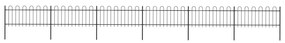 vidaXL Zahradní plot s obloučky ocelový 10,2 x 0,8 m černý