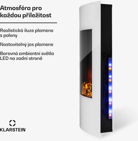 Klarstein Lamington elektrický krb 2000 W, LED plameny, topný ventilátor, časovač, ambientní osvětlení