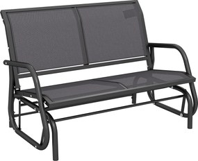 Houpací křeslo Outsunny 2místná zahradní houpací lavice kovová lavice, šedá, zahradní nábytek 120 x 70 x 85 cm pro hodiny relaxace | Aosom.de