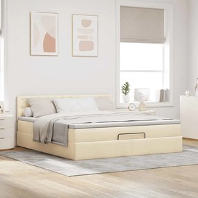 Osmanská postel s matrací &amp; LEDs krémová 180x200cm látka 3312497