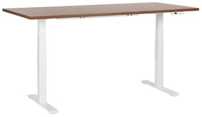 Elektricky nastavitelný psací stůl 180 x 80 cm tmavé dřevo/bílý DESTINES Beliani
