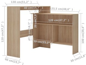 vidaXL Marketos Barový stůl se 2 stolními deskami dub 130 x 40 x 120 cm