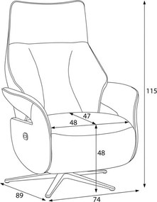 Otočné TV křeslo WAGNER s elektrickým polohováním — látka, šedá