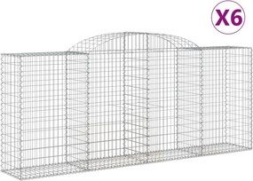 Klenuté gabionové koše 6 ks 300x50x120/140cm pozinkované železo 3146723