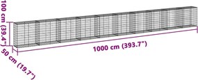 Gabionový koš s víkem 1 000 x 50 x 100 cm pozinkované železo 3295151